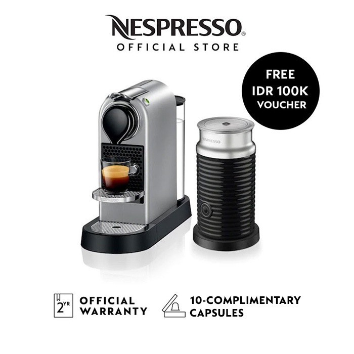 Jual NESPRESSO CitiZ Coffee Machine Silver, with Aeroccino3 Black ...