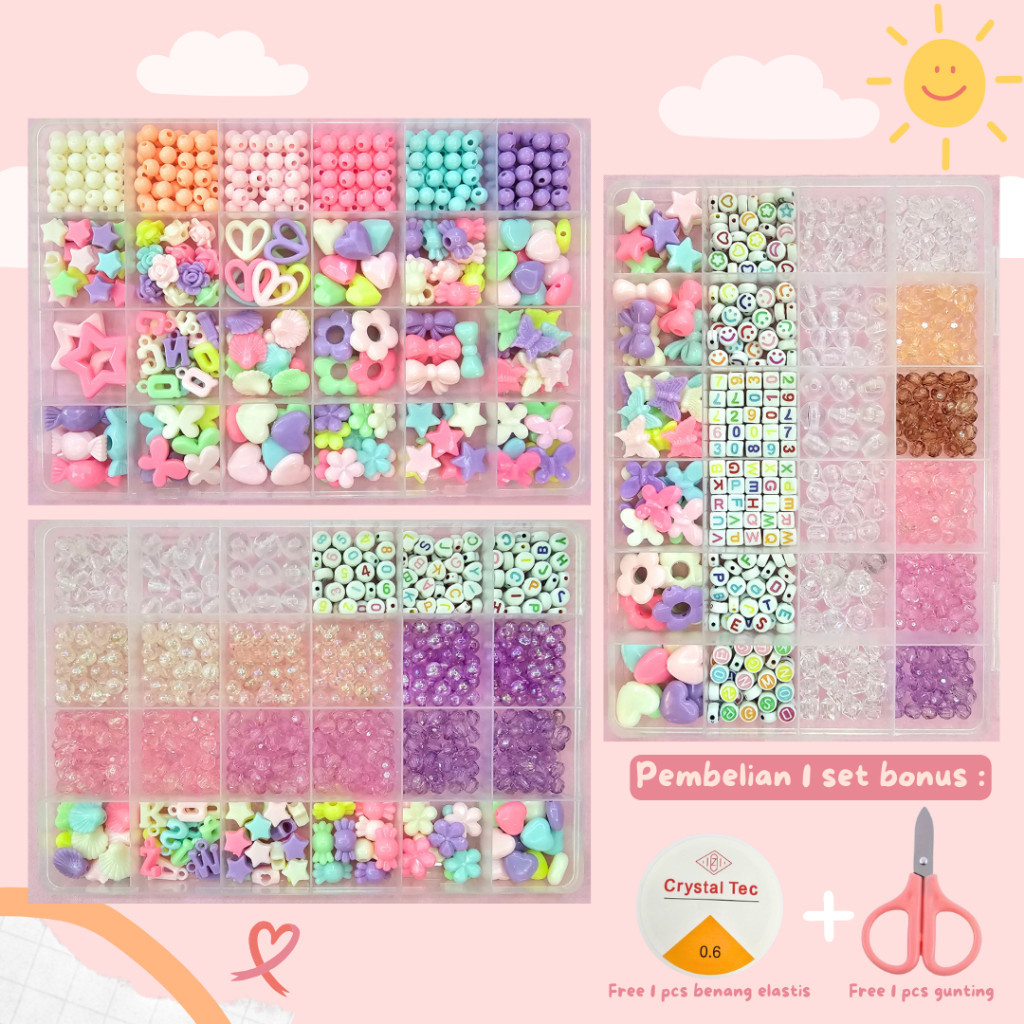 Jual Bahan DIY / DIY Mainan Edukasi Anak Manik Manik Meronce Kerajinan ...