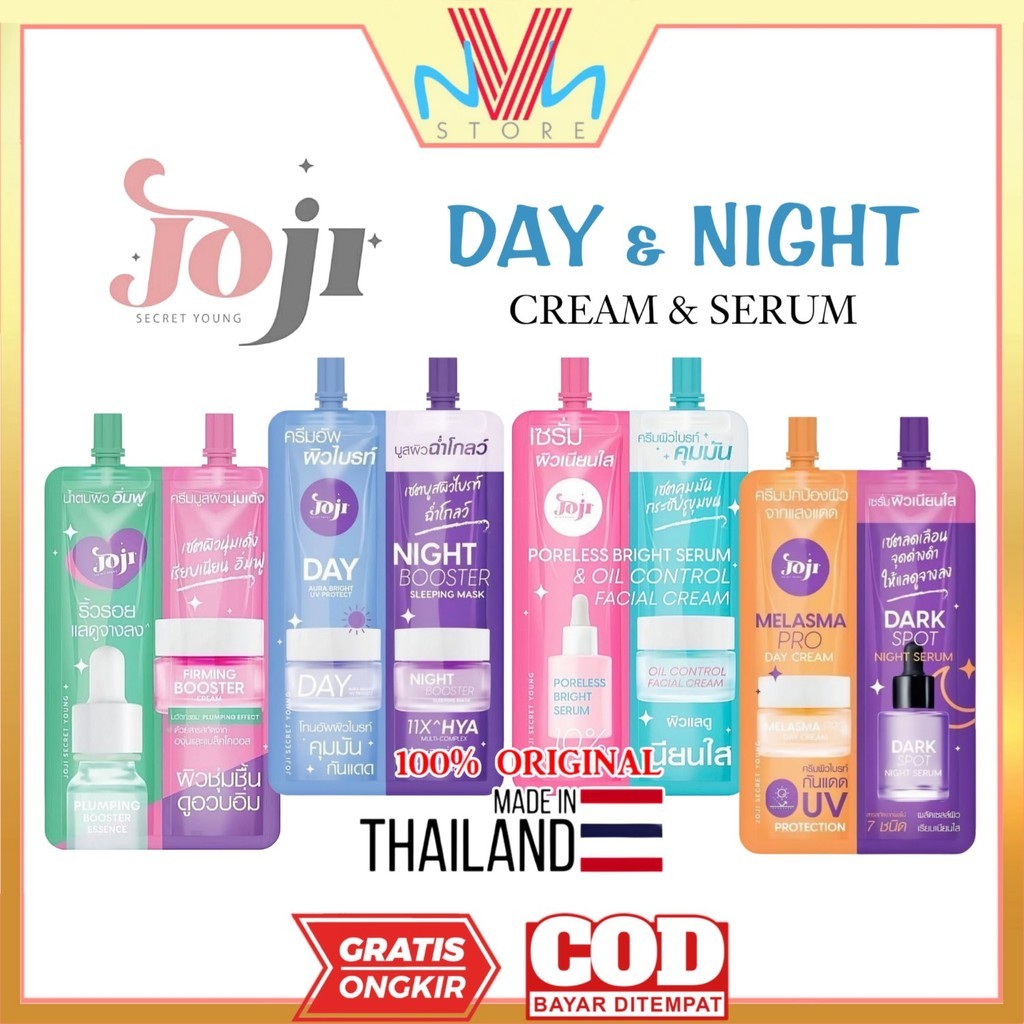 Jual JOJI SECRET YOUNG DAY CREAM & NIGHT SERUM 8ml+8ml - UV PROTECT & SLEEPING MASK - MELASMA ...