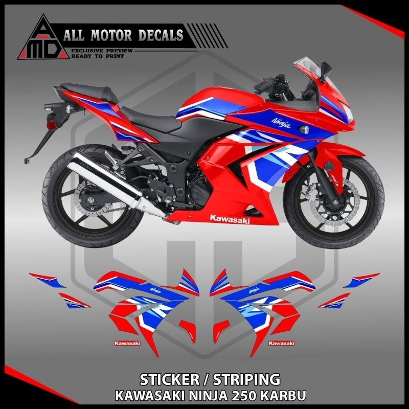 Jual STRIPING NINJA 250 KARBU LIVERY TRICOLOR RR / DECAL KAWASAKI NINJA ...