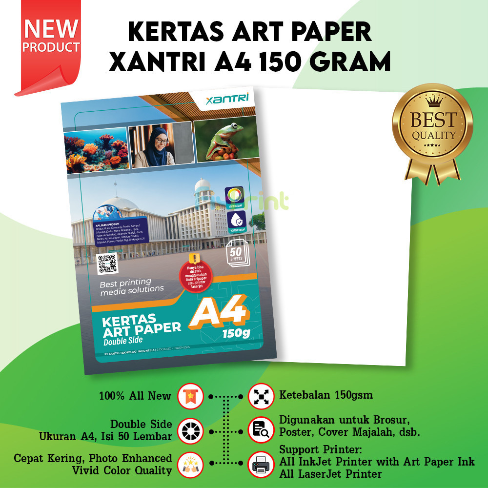 Jual Kertas Art Paper A4 150 GSM 1pack / 50 Lembar Kertas Art Karton ...