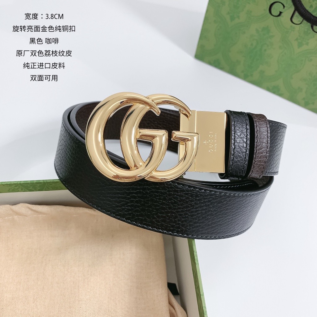 Jual Double-sided imported full-grain lychee calfskin / fine men's belt ...