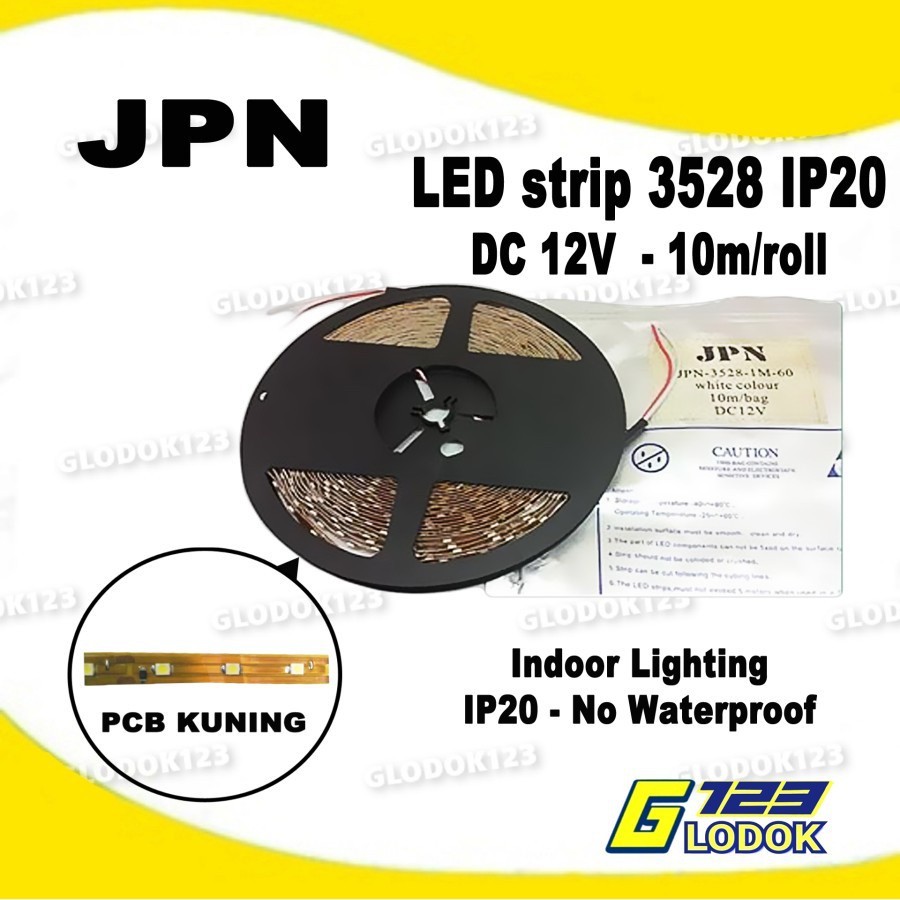 Jual LED strip DC 12V 4.8W 3528 IP20 TEMBAGA PCB KUNING 10m/roll ...