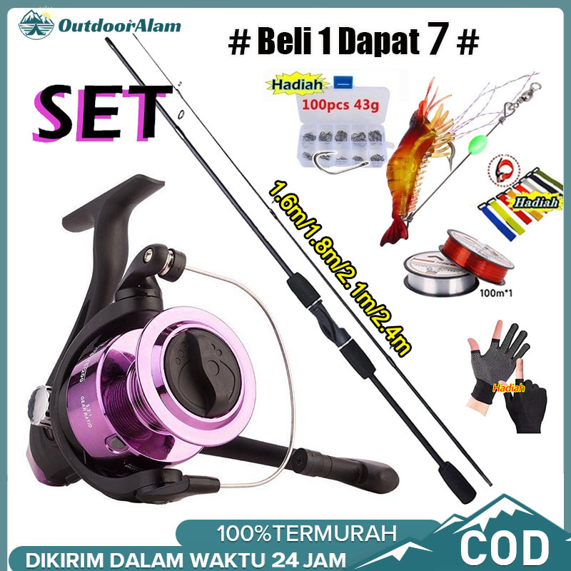 Jual Joran Pancing Full Set 1.8M 5-10LB 7.2:1 Joran Set UL Carbon Pancingan Set Lengkap Joran ...