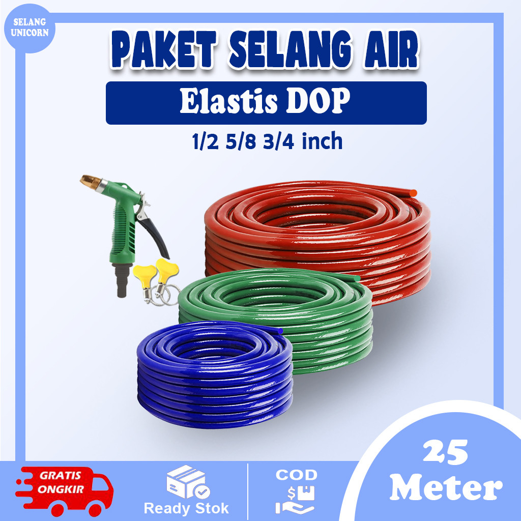 Jual PAKET SEMPROTAN SELANG AIR ELASTIS DOP 1/2 5/8 3/4 INCH 20 & 25 METER SELANG TAMAN ...
