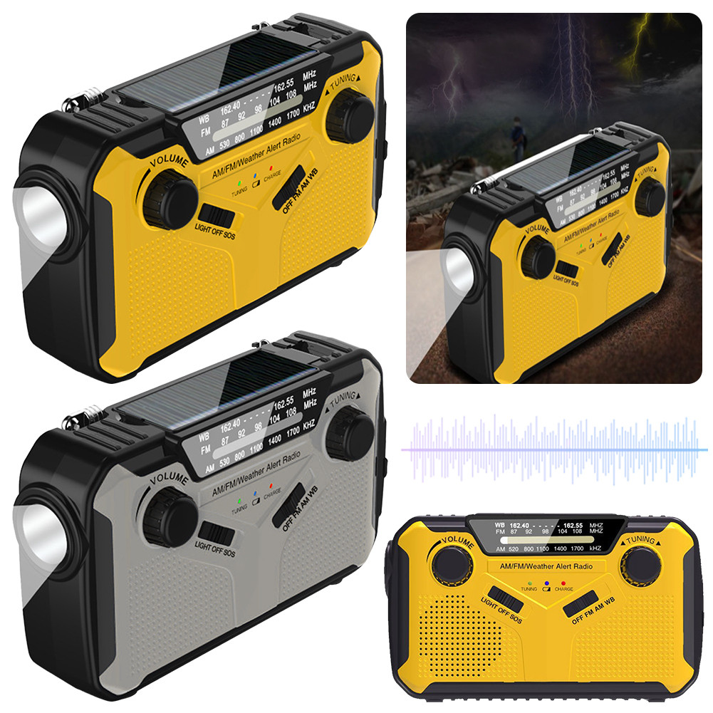 Jual Hand Crank Weather Radio Battery & Solar Power Portable Power Bank ...