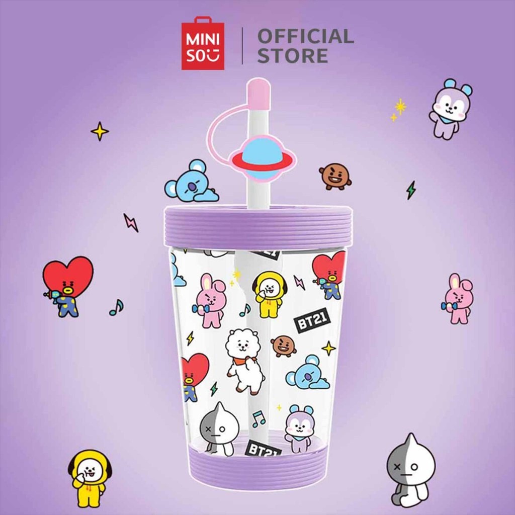 Jual MINISO x BT21 Collection tumblr straw 535ml | Shopee Indonesia