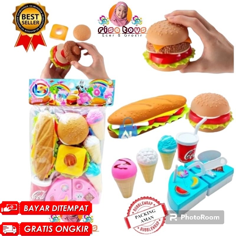 Jual RT- MAINAN HOT DOG, BURGER, SANDWICH, ES CREAM, ROTI, DLL (LF 33 ...