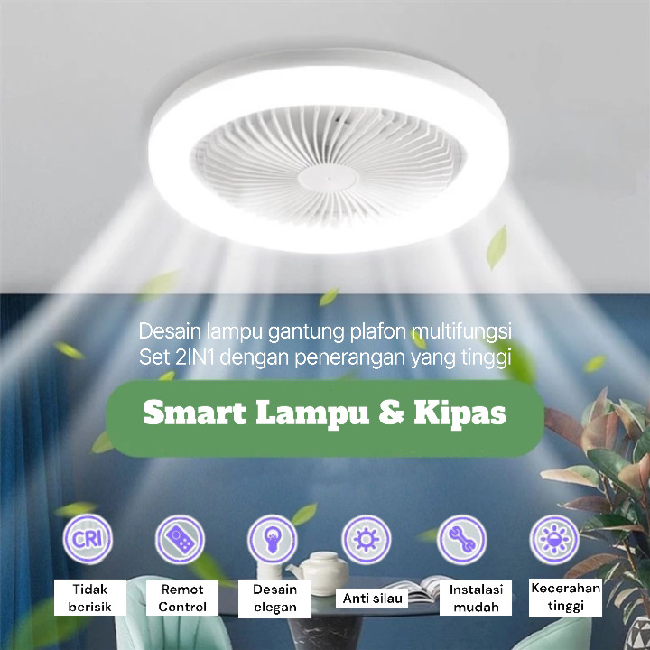 Jual Smart Lampu Dan Kipas LED 2IN1 Lampu Gantung Plafon Set Kipas ...