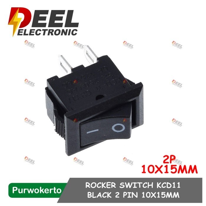 Jual SAKLAR ROCKER KCD11 HITAM 2PIN 10X15MM ROCKER SWITCH 2P BLACK ...