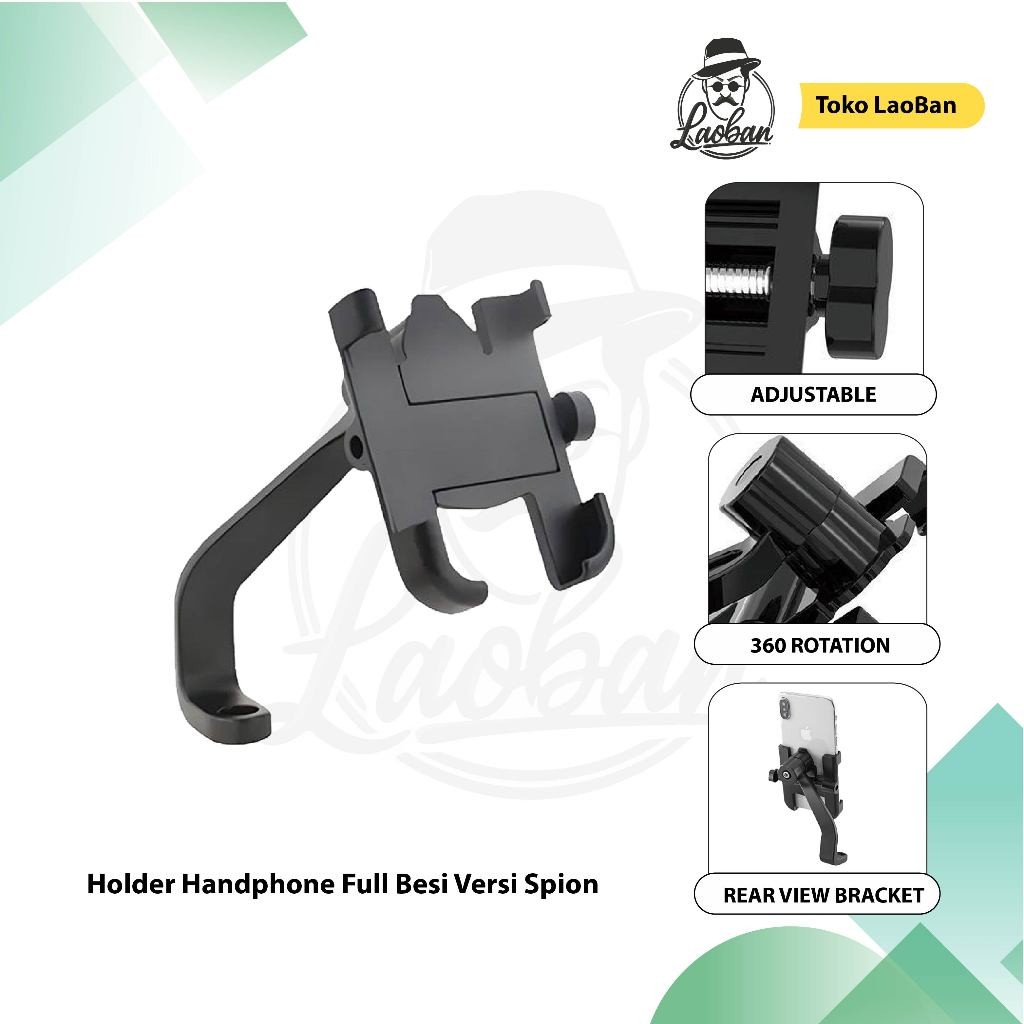 Jual Holder Hp Motor Full Besi Spion HM20 - Phone Holder Spion Universal Logam | Shopee Indonesia