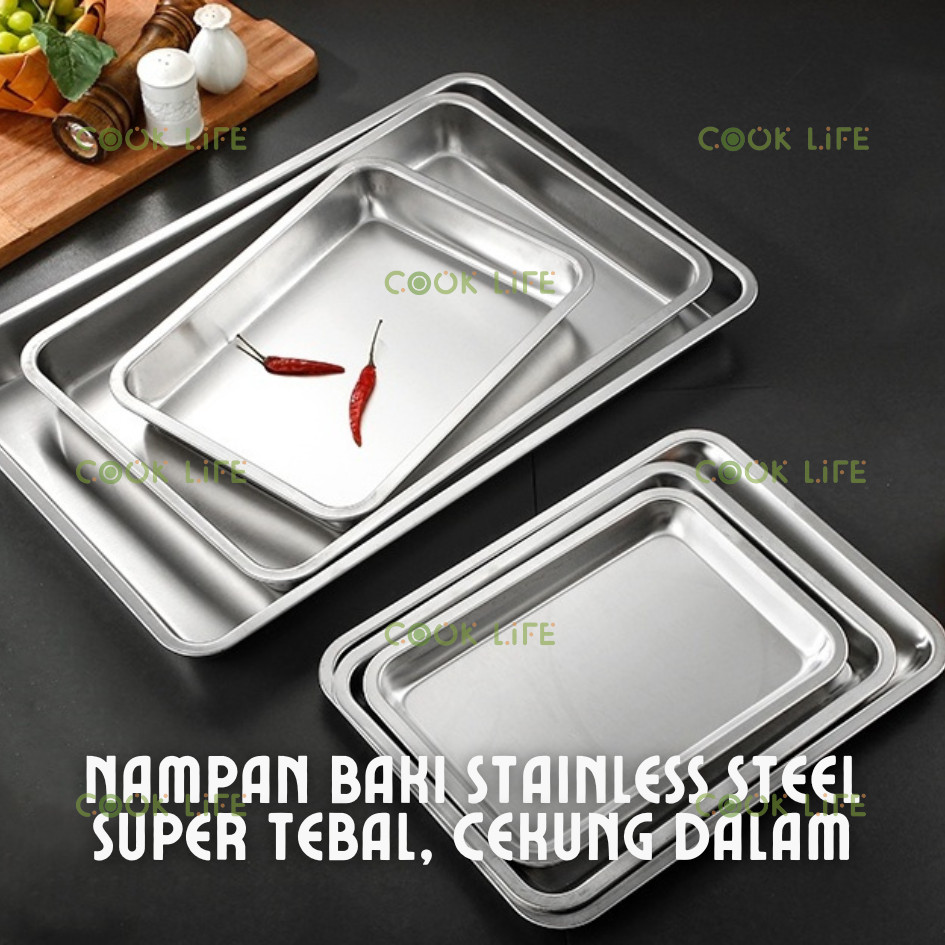 Jual Nampan Baki Kotak Stainless Steel Super Tebal Premium Baking Tray ...