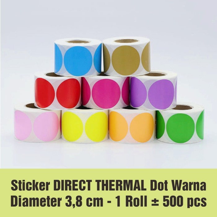 Jual Sticker Direct THERMAL Label Dot Warna 38 mm Stiker Print Thermal ...