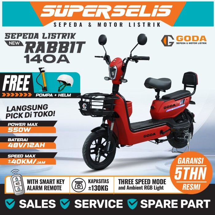Jual Sepeda Listrik GODA 140A RABBIT 48V 12AH 48V/12AH Selis Garansi ...