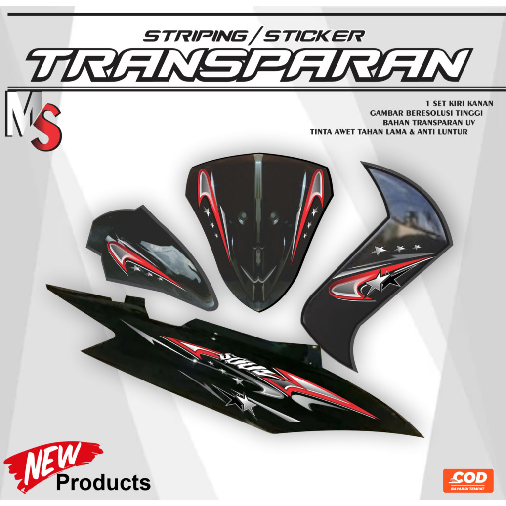 Jual STRIPING STICKER TRANSPARAN YAMAHA MIO SOUL DESAIN MTF BINTANG ...
