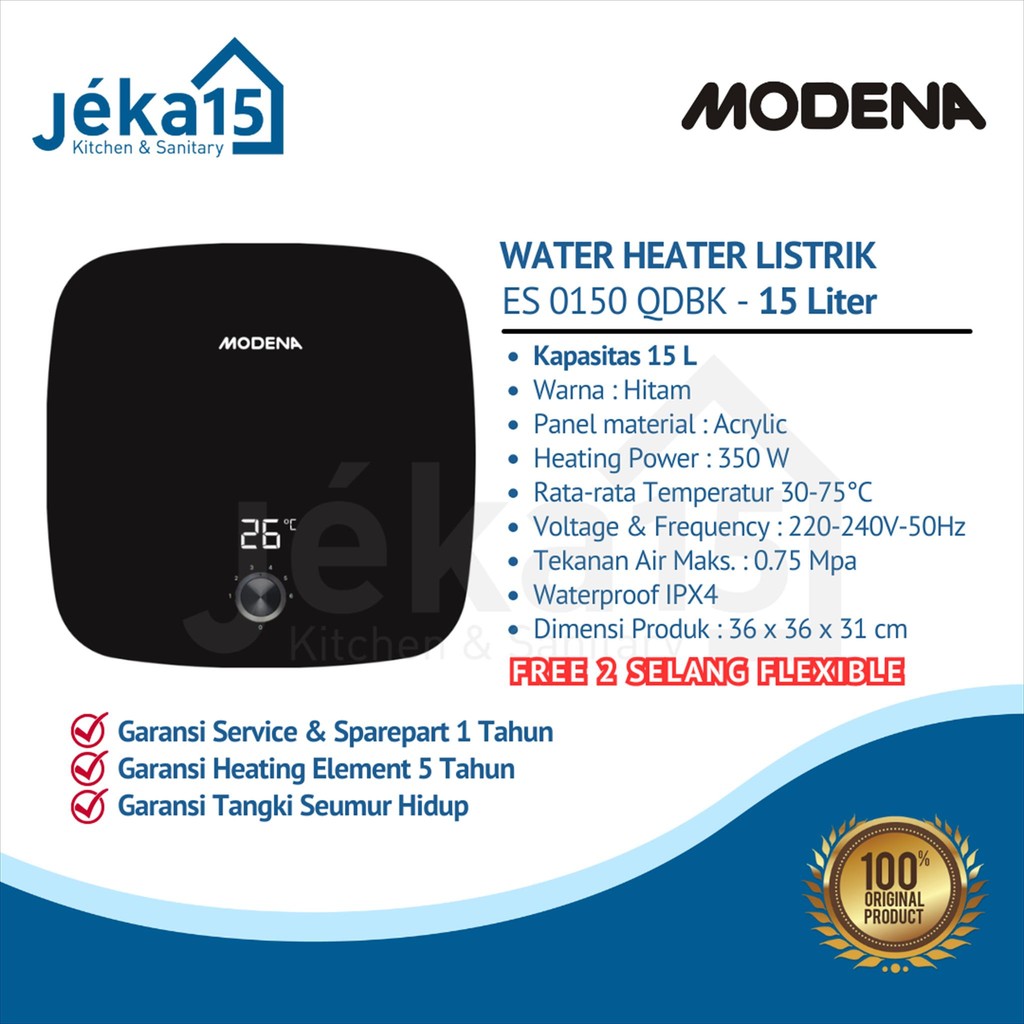 Jual MODENA ES 0150 QDBK Water Heater Listrik - Pemanas Air Mandi 15 L ...