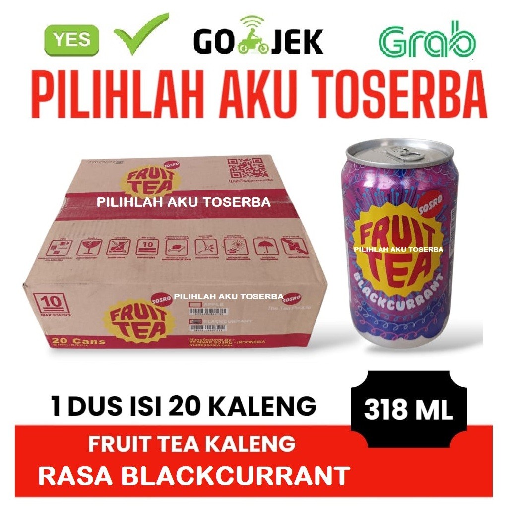 Jual Fruit Tea Sosro BLACKCURRANT KALENG 318 ml - (HARGA 1 DUS ISI 20 kaleng) | Shopee Indonesia