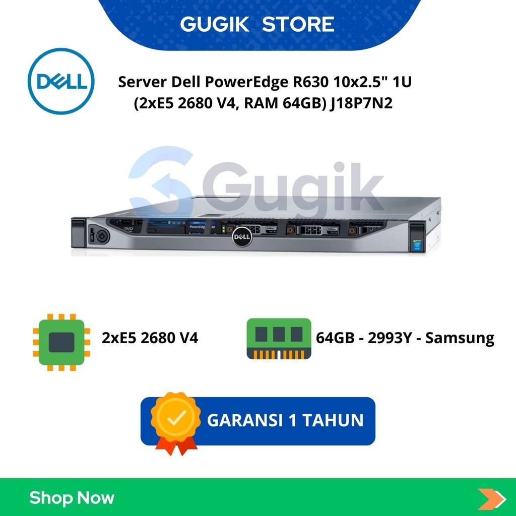 Jual Server Dell PowerEdge R630 10x2.5" 1U (2xE5 2680 V4, RAM 64GB ...