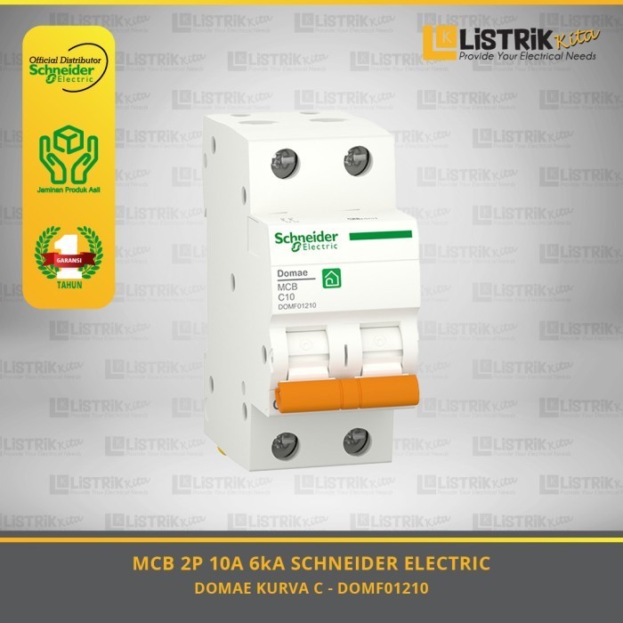 Jual MCB SCHNEIDER ELECTRIC DOMAE 2P 10A 6kA KURVA C - DOMF01210 ...