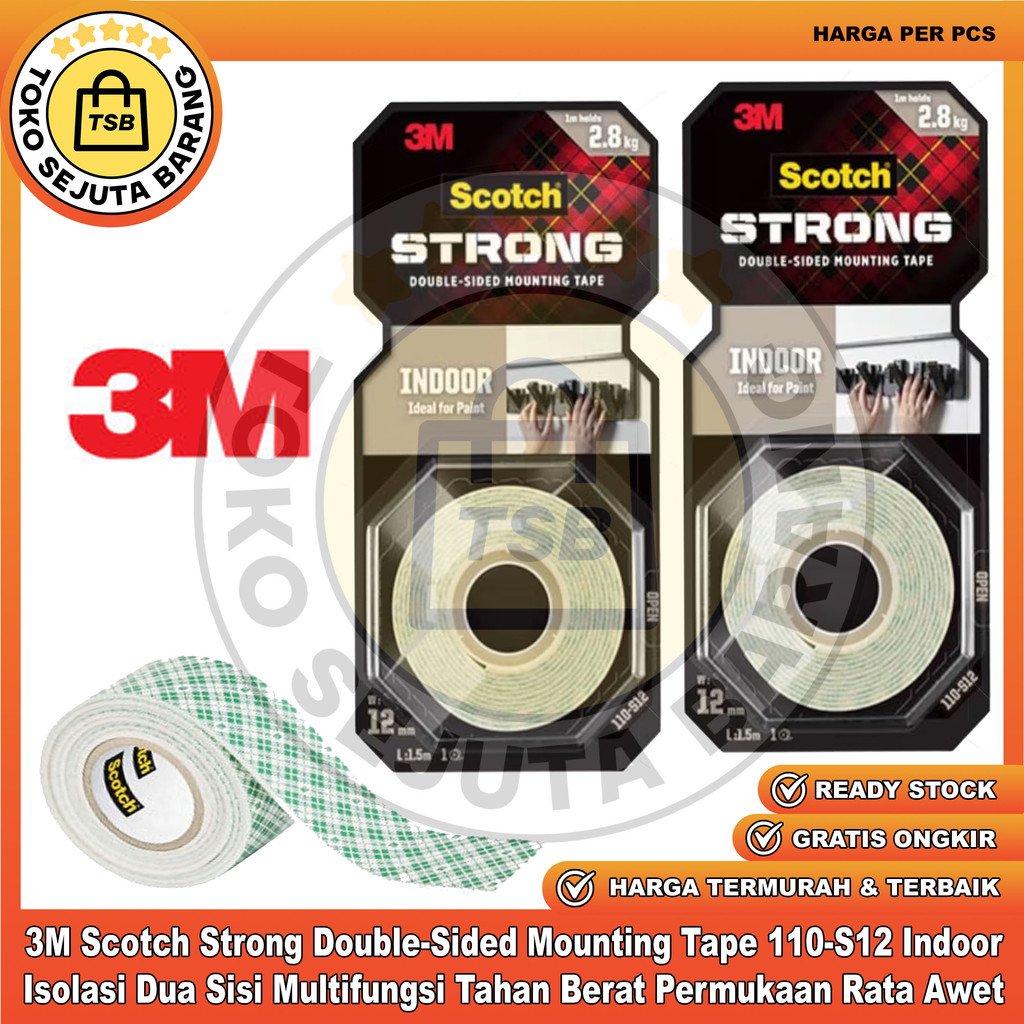 Jual 3M Strong 110-S12 Indoor Double Tape Mounting Scotch Perekat ...