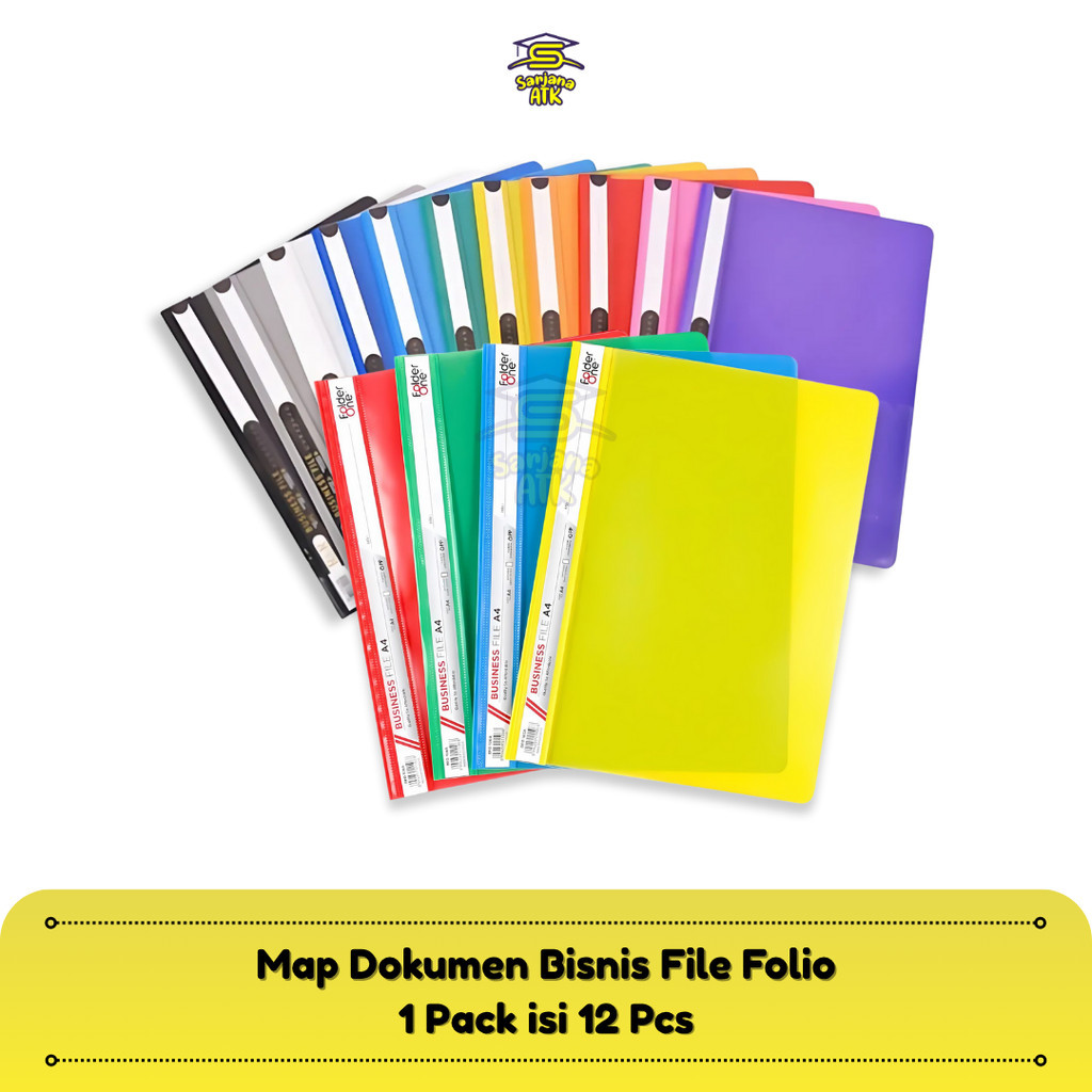 Jual (12 Pcs) Map Plastik Dokumen Business File / Bisnis File F4 Folio ...
