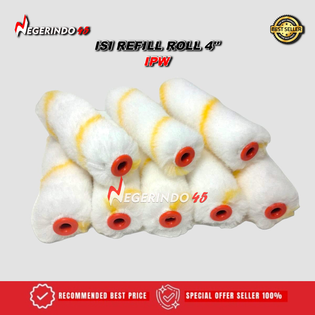 Jual 12 PCS IPW ISI BULU KUAS ROLL KAPAL WOOL 4" REFILL ROLLER CAT ...