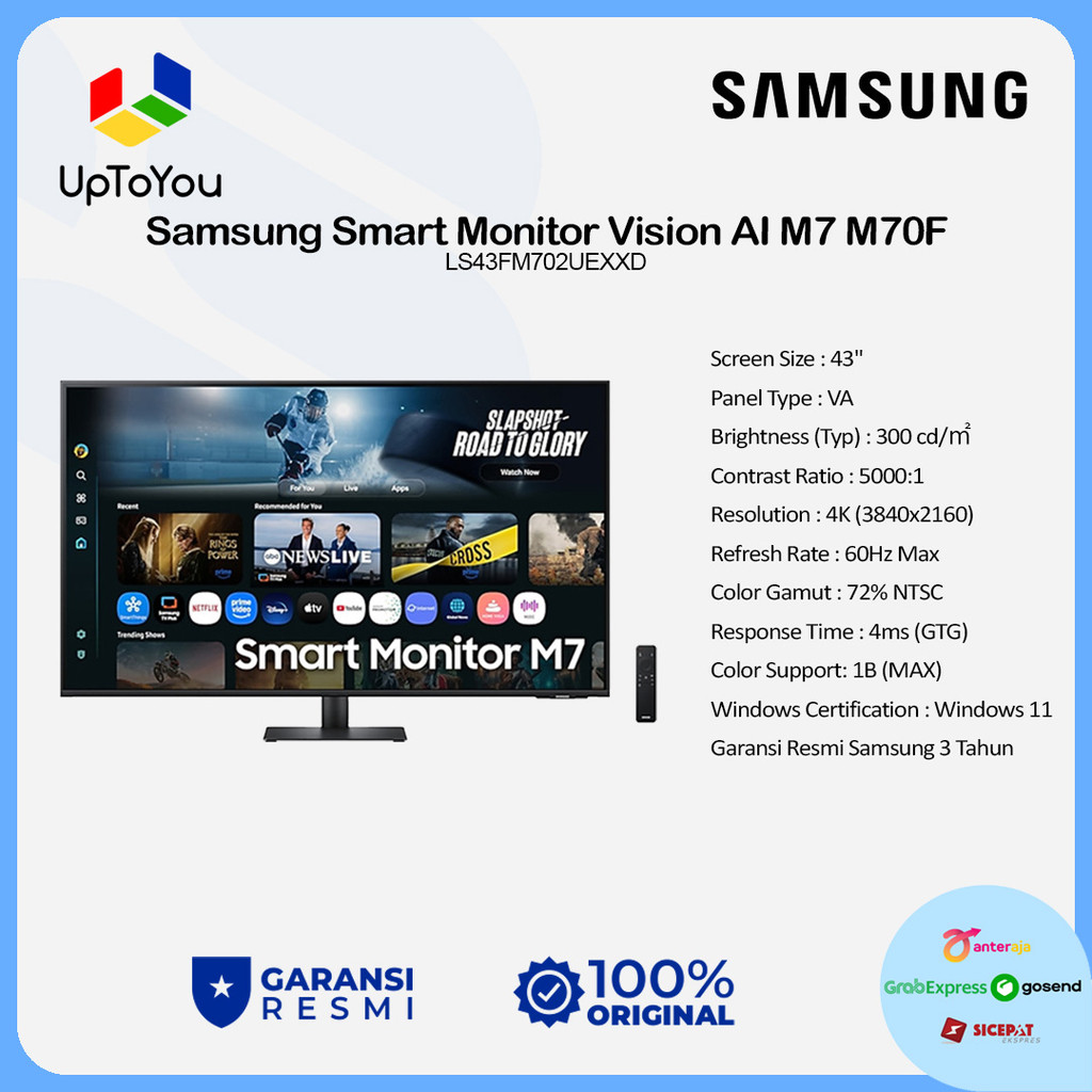 Jual Samsung Smart Monitor Vision AI M7 M70F 4K 43" VA 60Hz | Shopee ...