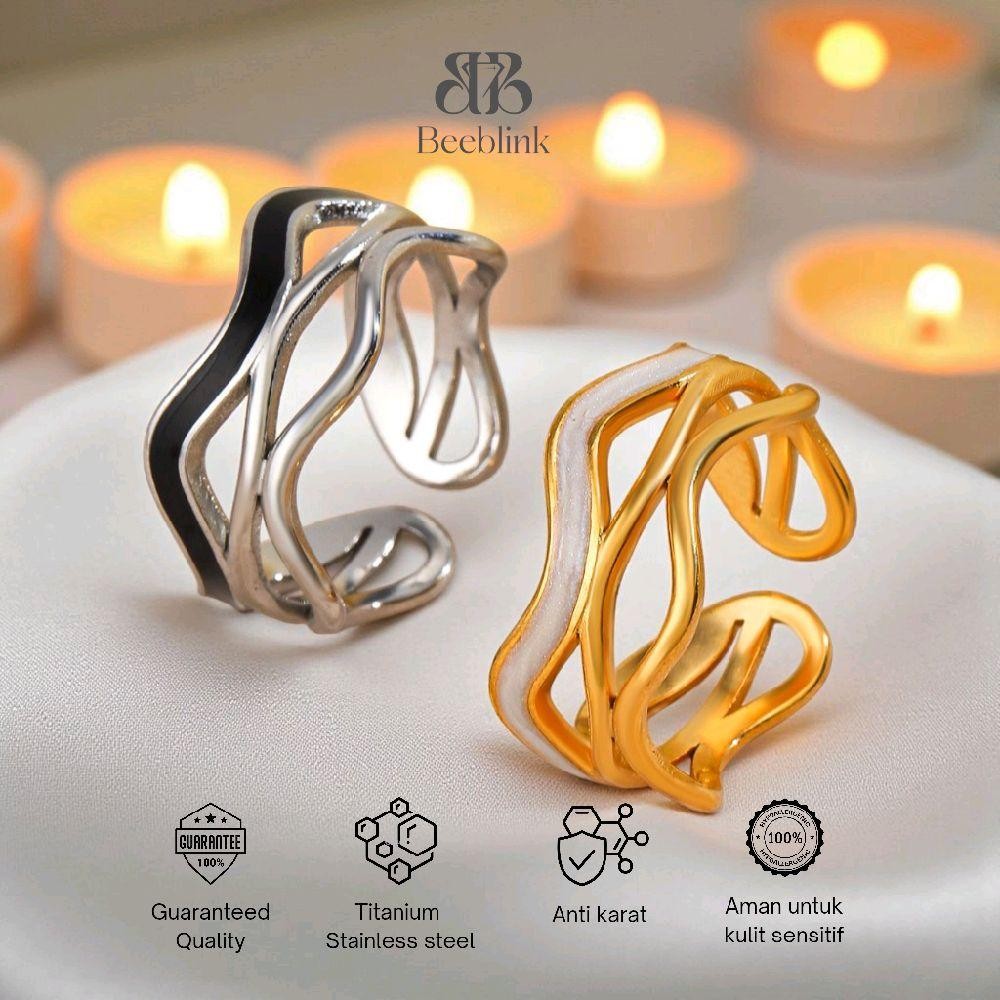 Jual Cincin Titanium GEA Adjustable Gelombang marbel anti karat cincin ...