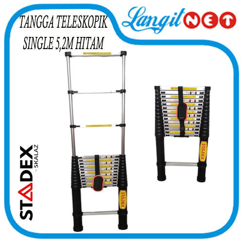 Jual STADEX TANGGA TELESKOPIK SINGLE 5.2 MTR ALUMUNIUM HITAM | Shopee Indonesia