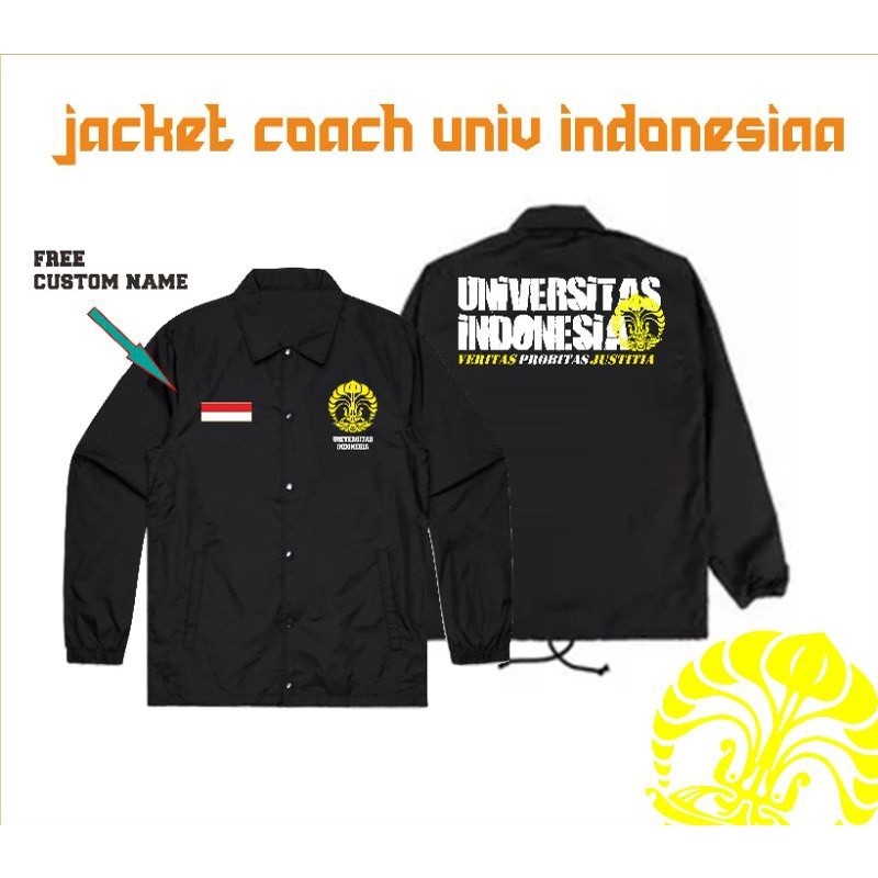 Jual Jaket Coach Universitas Indonesia Black - UI Jaket Free Custom ...