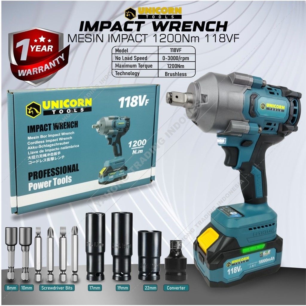 Jual Mesin Impact Wrench Impact Baterai Torsi Besar 1200Nm 118Vf ...