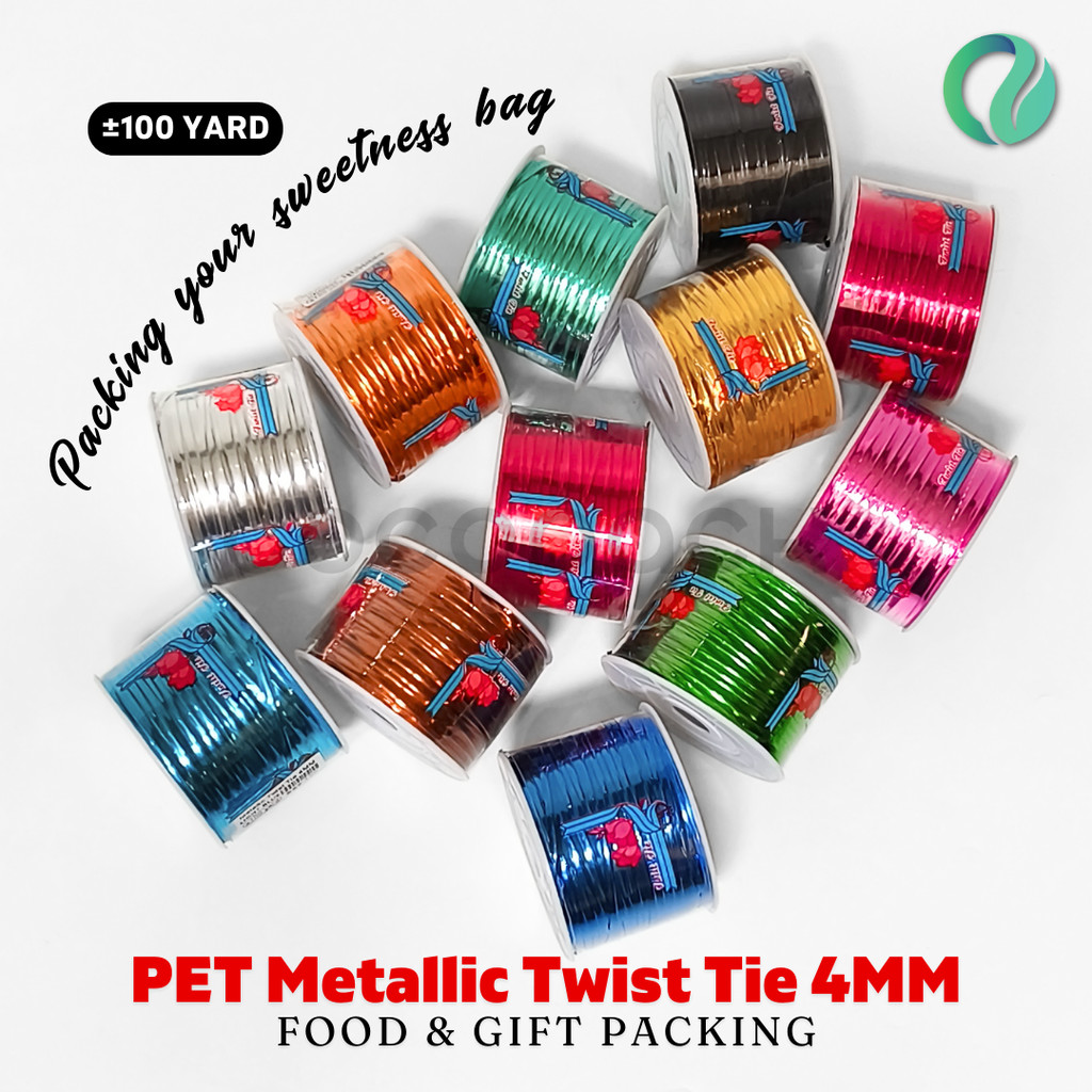 Jual PET Metalic Twist Tie Kawat Ikat Dekorasi Roti Permen 4MM 100YARD ...