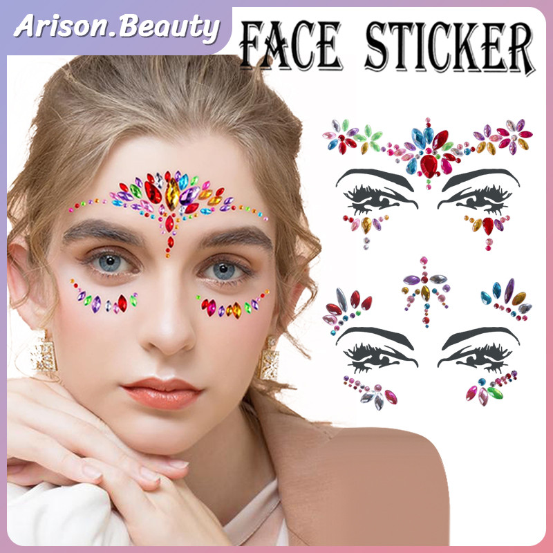 Jual Face Art Painting 3D Face Jewelry Sticker Diamond Crystal Face ...