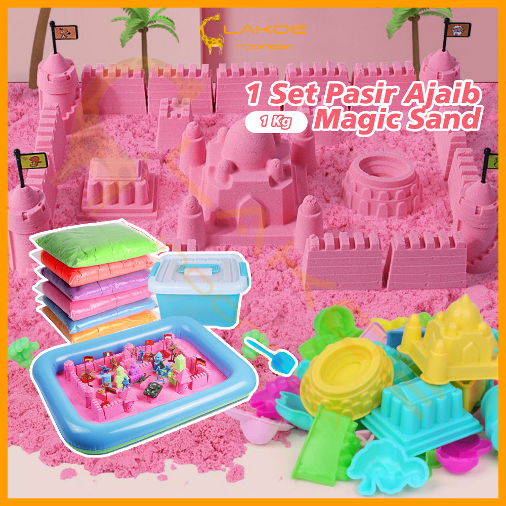 Jual LAKOE Mainan Pasir Ajaib Set Anak Magic Sand 1kg Sekop Cetakan ...