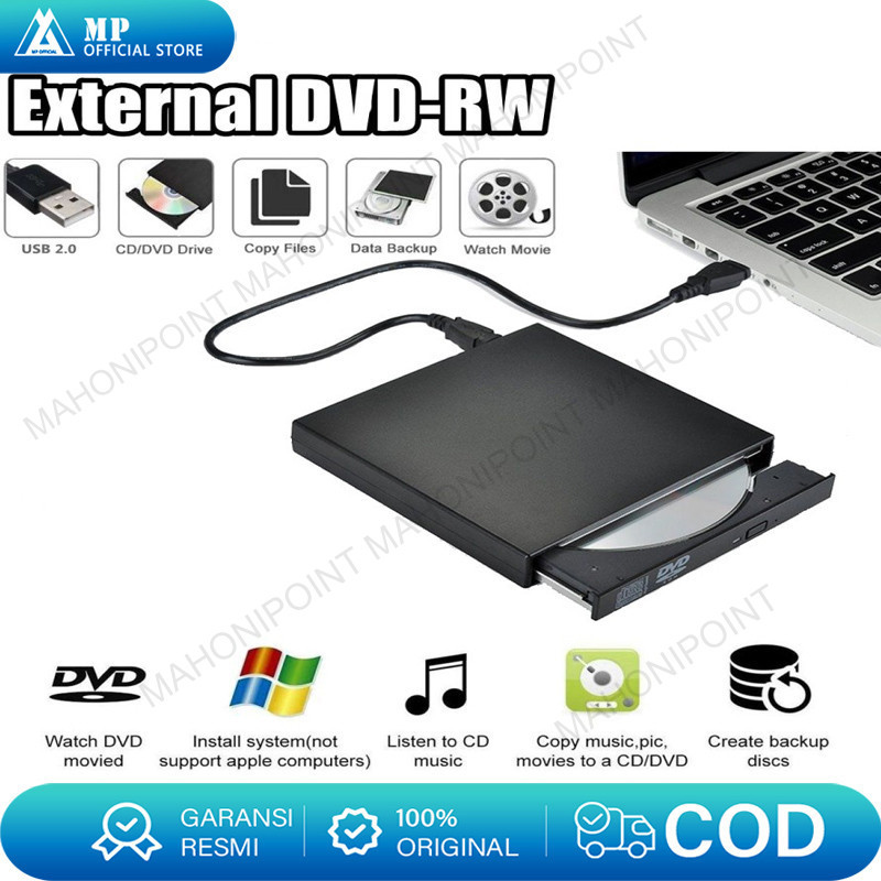Jual External DVD Drive Slim Portable Optical Drive Writer Burner Rewriter CD ROM Drive Untuk PC ...