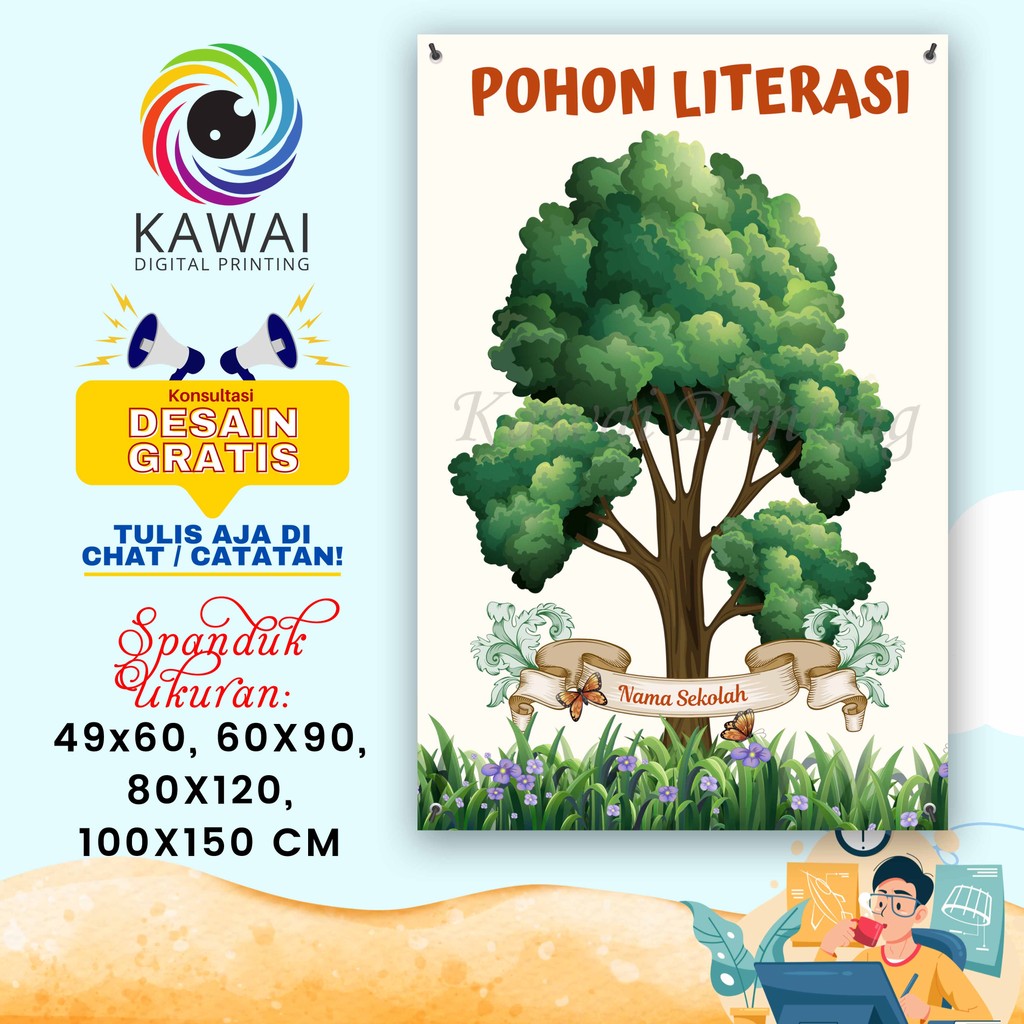 Jual SPANDUK / BANNER Pohon Literasi Pohon Cita-Cita Taman Rumput Free ...