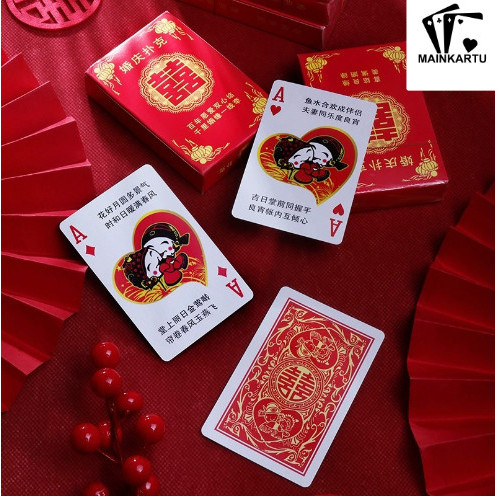 Jual Kartu Remi shuangxi suang si perkawinan angpao merah chinese Cute ...