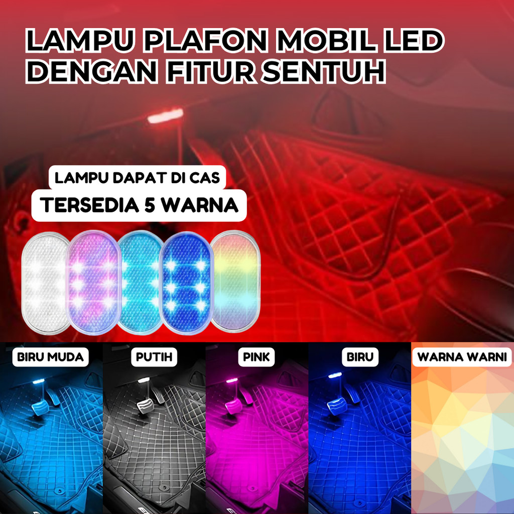 Jual Lampu Plafon Mobil Mini LED Touchscreen 6 LED untuk Interior ...