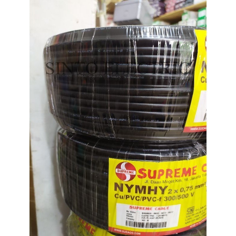 Jual SUPREME Kabel NYMHY 2 x 0.75 Kabel Serabut Hitam @50m | Shopee Indonesia