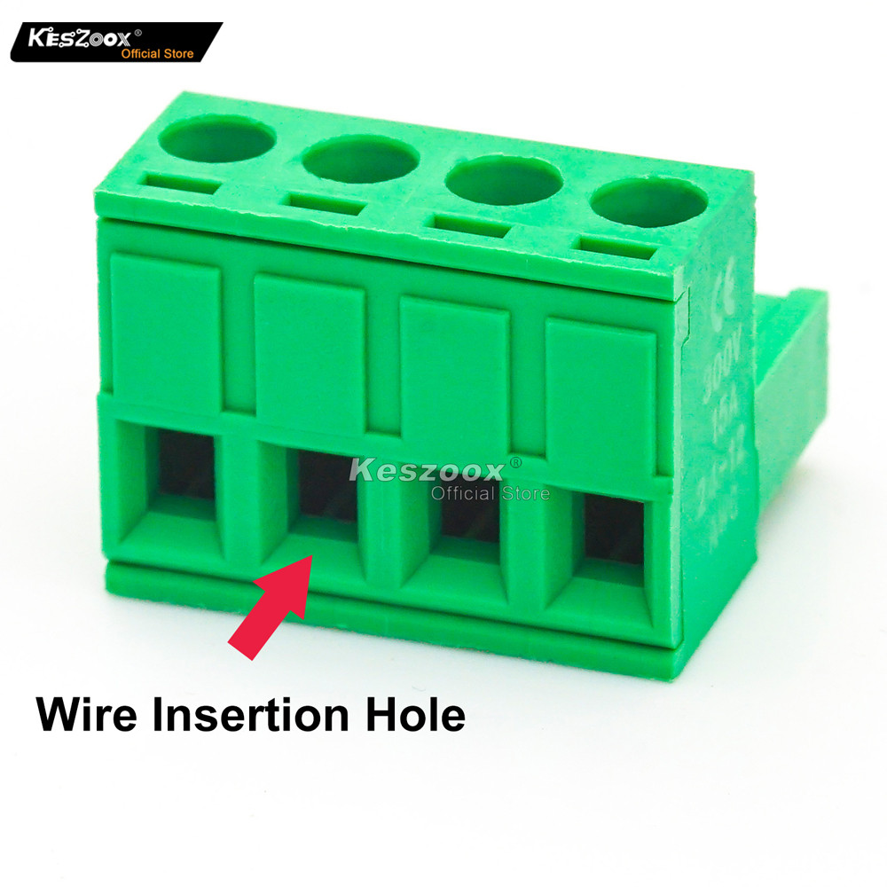 Jual Keszoox 15 Pcs 5.08mm 4 Pin Phoenix Type Connector Green PCB Screw ...