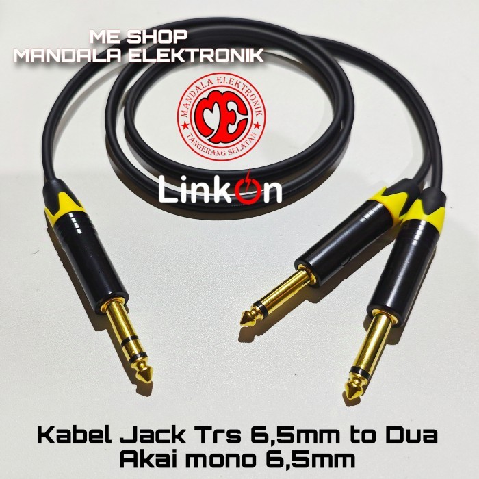 Jual Kabel audio Jack Trs 6,5mm to 2 akai mono 6,5mm 50cm - 20meter - 50cm | Shopee Indonesia