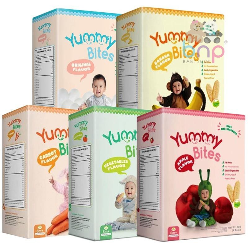 Jual Yummy Bites Baby Rice Crackers Snack Bayi Biskuit Bayi 50 Gr ...