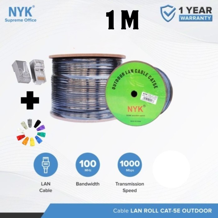 Jual NYK Kabel lan 1 Meter Nyk Outdoor cat 5e utp - Cable lan rj45 nyk cat5 | Shopee Indonesia