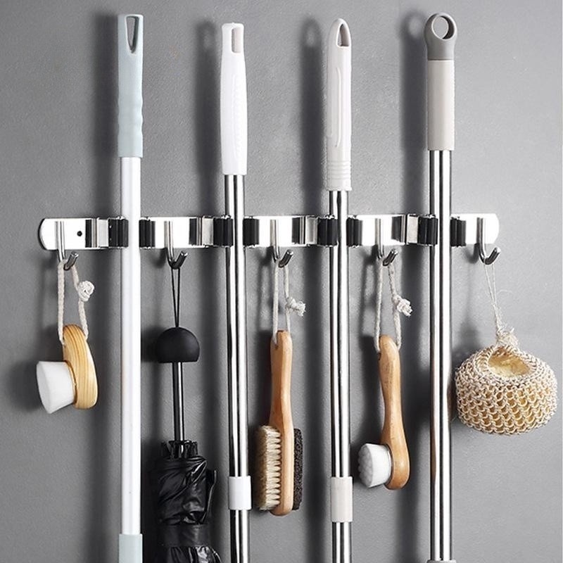 Jual HBS Tempat Penjepit Gantungan Sapu Pel Dinding 4 Kait Mop Broom ...