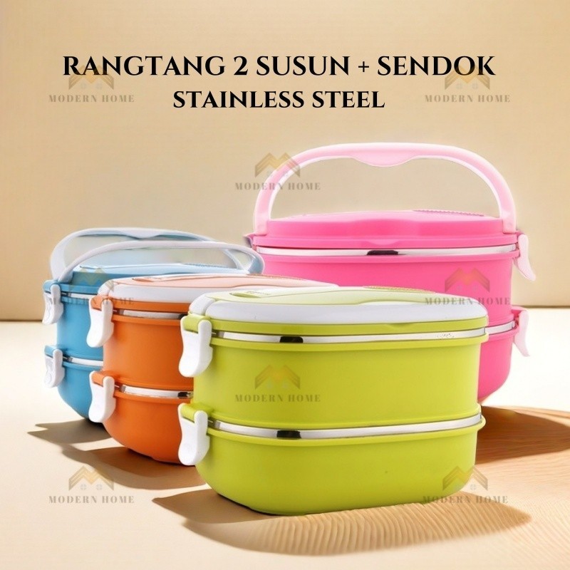 Jual Rantang Susun Kotak Makanan dan Sendok Bulat Ukuran Lunch Box dan ...