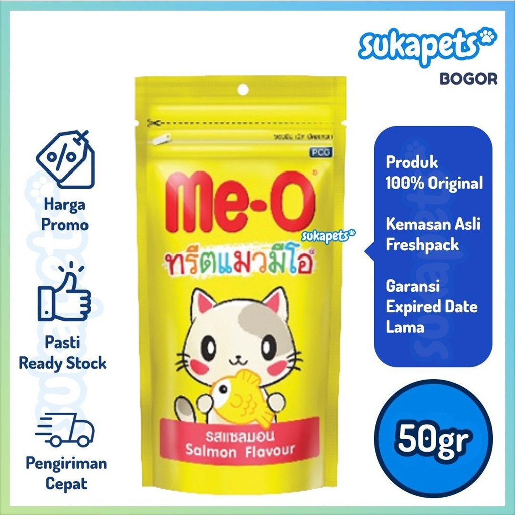 Jual Meo Dry Cat Treats Snack Kucing Kering Rasa Salmon 50gr | Shopee ...