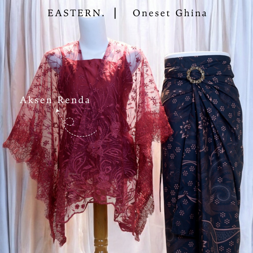 Jual (Paket 5in1) Kebaya Merah Maroon Baju Kondangan Wanita Kekinian ...