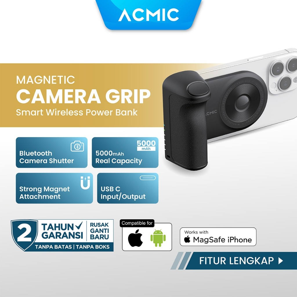 Jual New ACMIC SNAPCAM SC5 Magnetic Camera Grip + Powerbank Wireless ...
