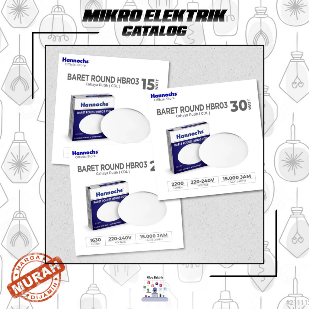 Jual Lampu Downlight LED HANNOCHS Baret Round HBR03 Cahaya Putih ...