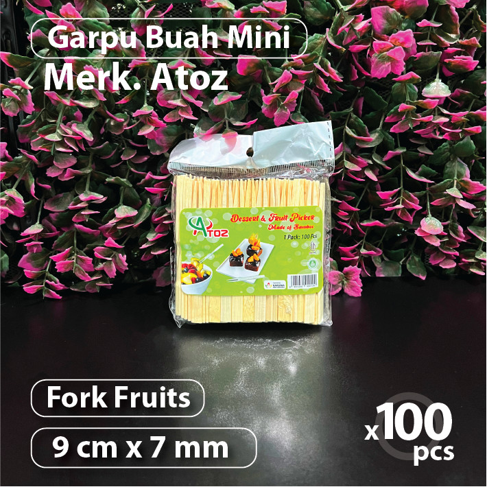 Jual Garpu Kecil Buah 9cm - Wooden Fork Mini - Tusukan Kayu - 100 Pcs - Merk Atoz - FoodGrade ...
